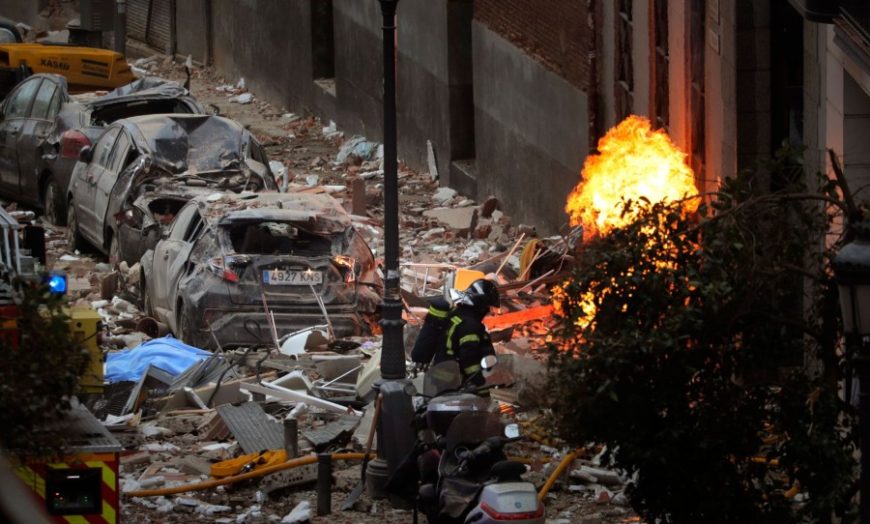 Gas explosion tears through the centre of Madrid, leaving three dead