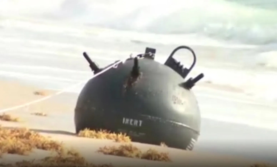U.S. beach closes after naval target mine washes ashore