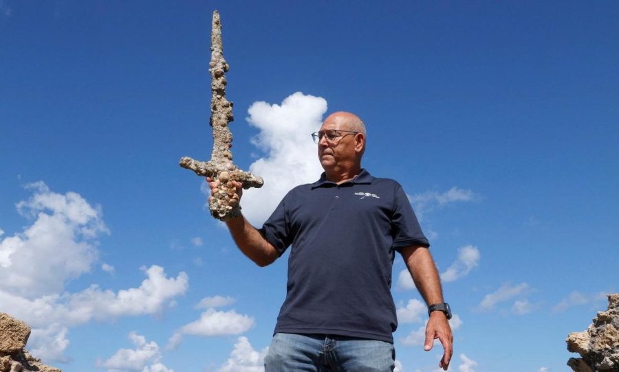 Shell covered sword dating back 900 years found off coast of Israel