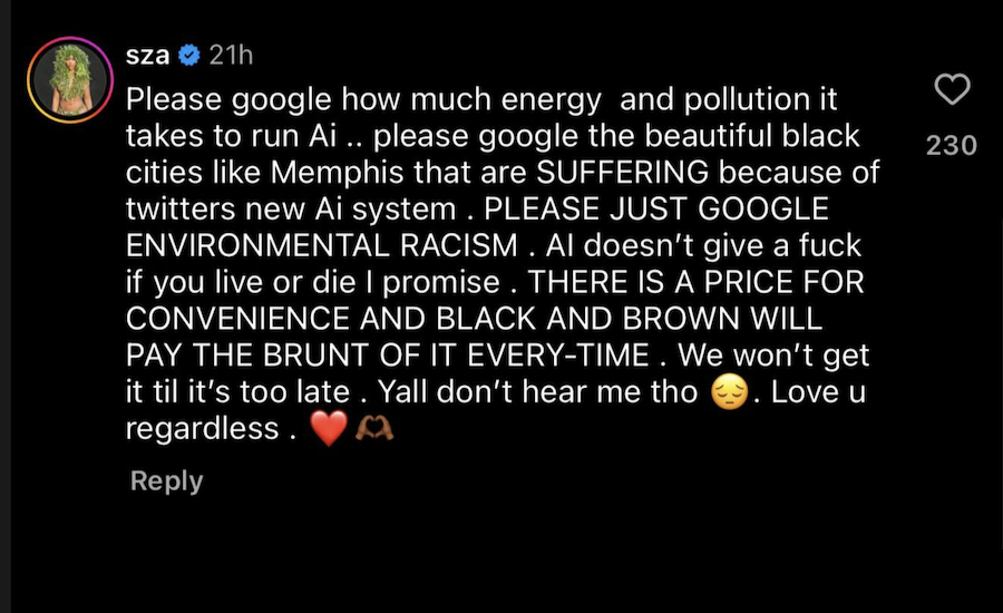 SZA Sounds the Alarm: AI’s Hidden Cost is "Environmental Racism"