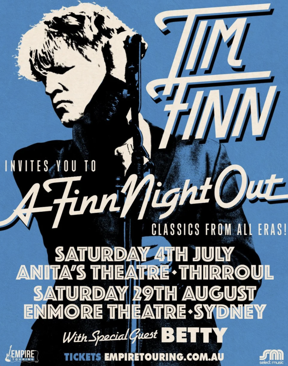 Tim Finn announces two date Aussie tour with Betty